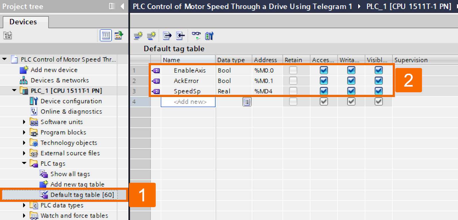 Siemens PLC Control of Motor Speed Through a Drive Using Telegram 1