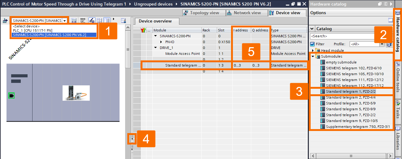 Siemens PLC Control of Motor Speed Through a Drive Using Telegram 1