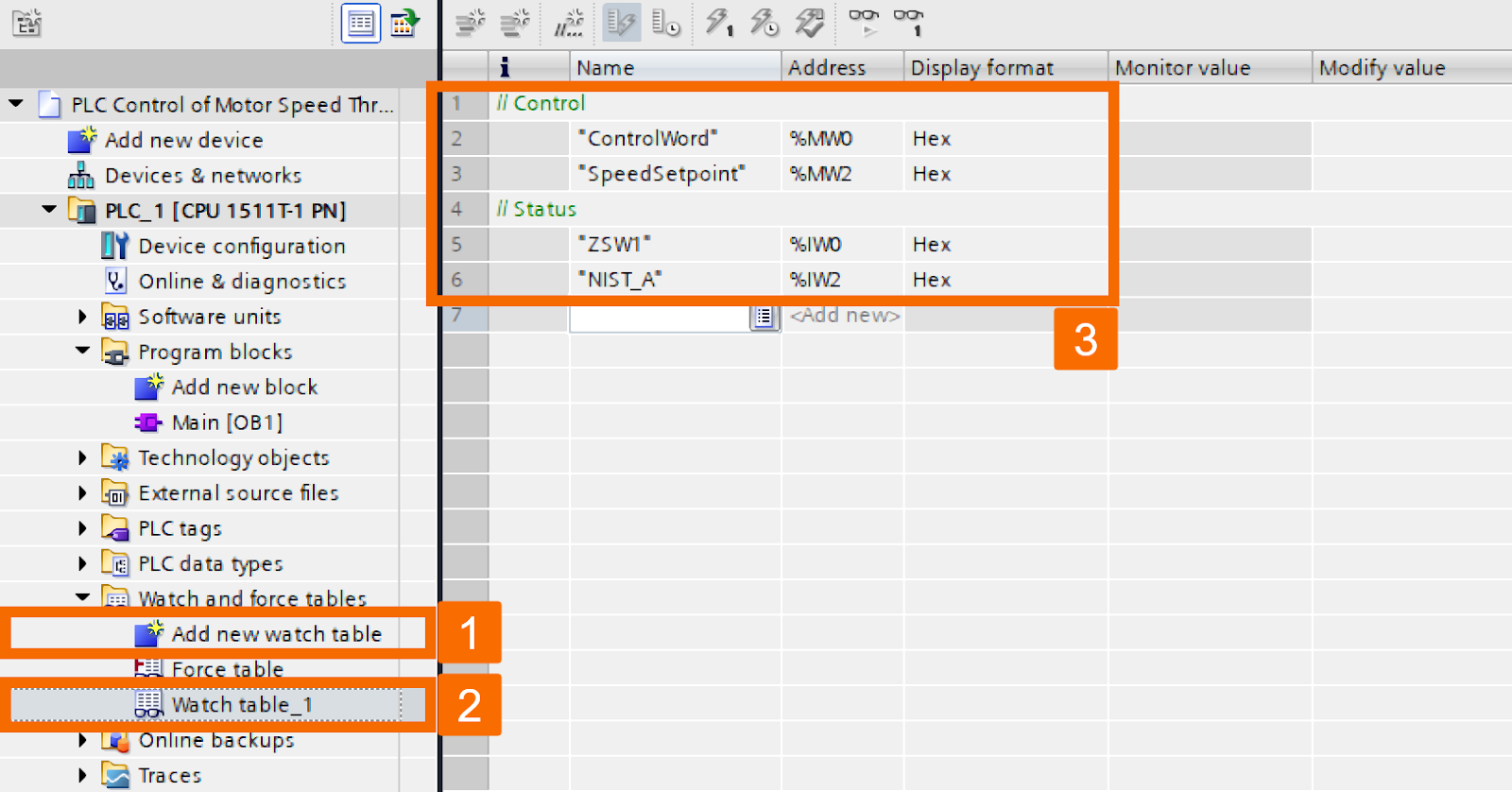 Siemens PLC Control of Motor Speed Through a Drive Using Telegram 1