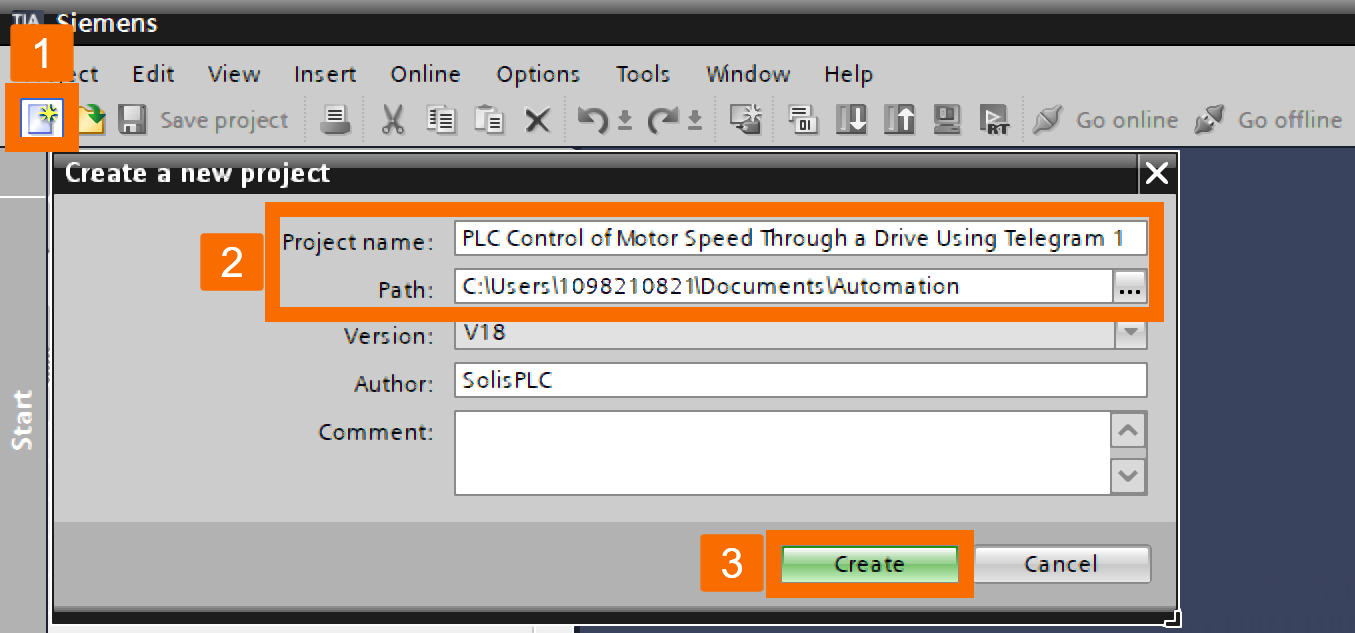Siemens PLC Control of Motor Speed Through a Drive Using Telegram 1