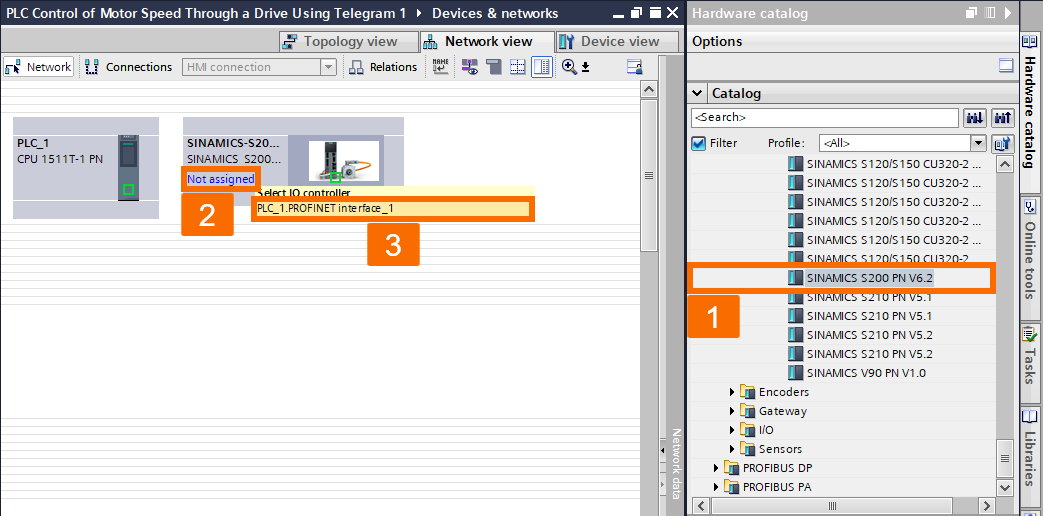 Siemens PLC Control of Motor Speed Through a Drive Using Telegram 1