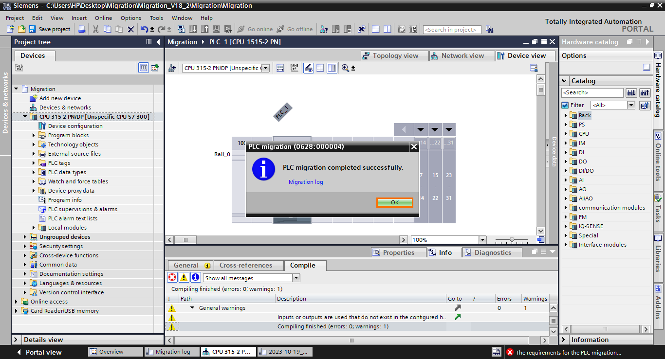 Siemens S7-300 to S7-1500 PLC migration using SIMATIC Manager and TIA Portal