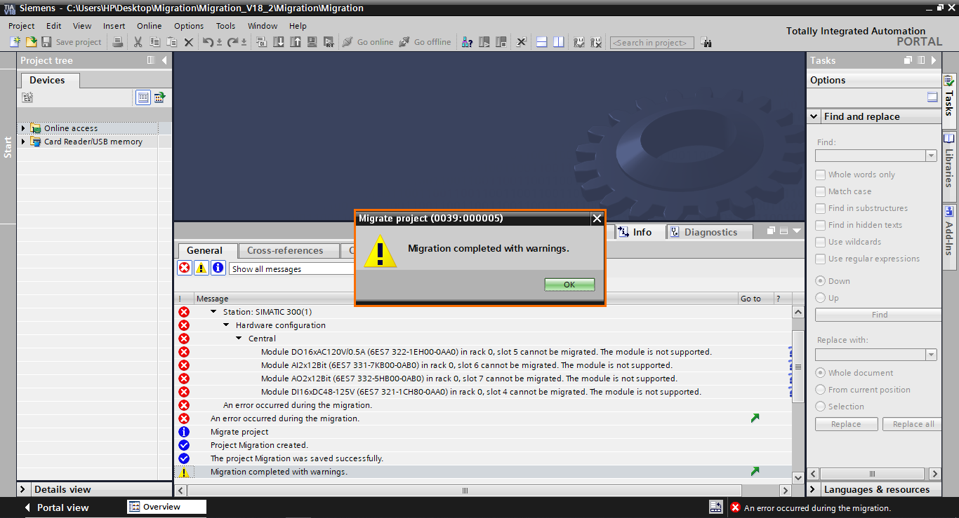 Siemens S7-300 to S7-1500 PLC migration using SIMATIC Manager and TIA Portal