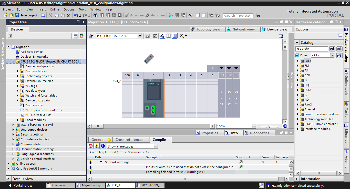 Siemens S7-300 to S7-1500 PLC migration using SIMATIC Manager and TIA ...