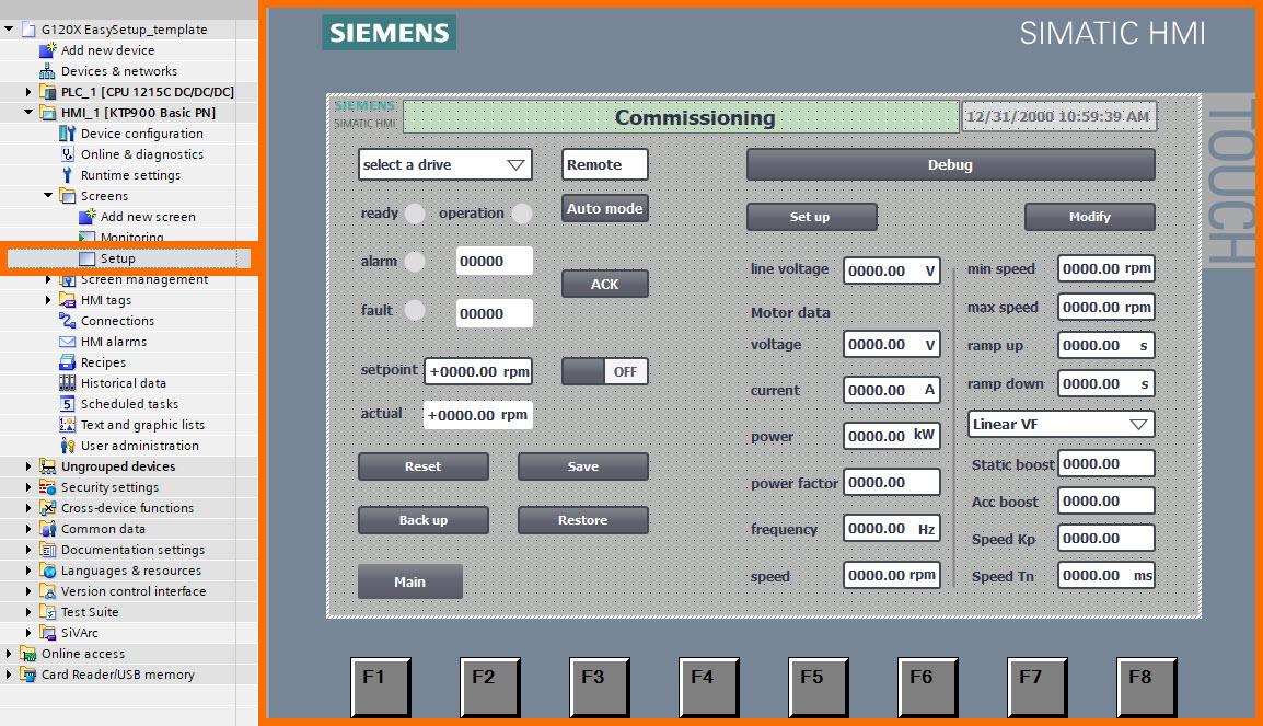 Siemens G120X/XA Drive Configuration with HMI Template
