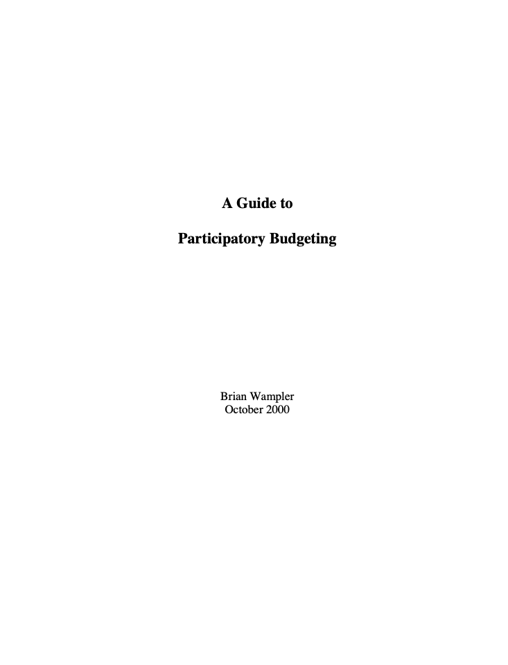 A Guide to Participatory Budgeting