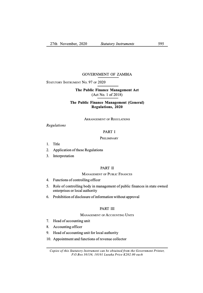 S I the Public Finance Management Act