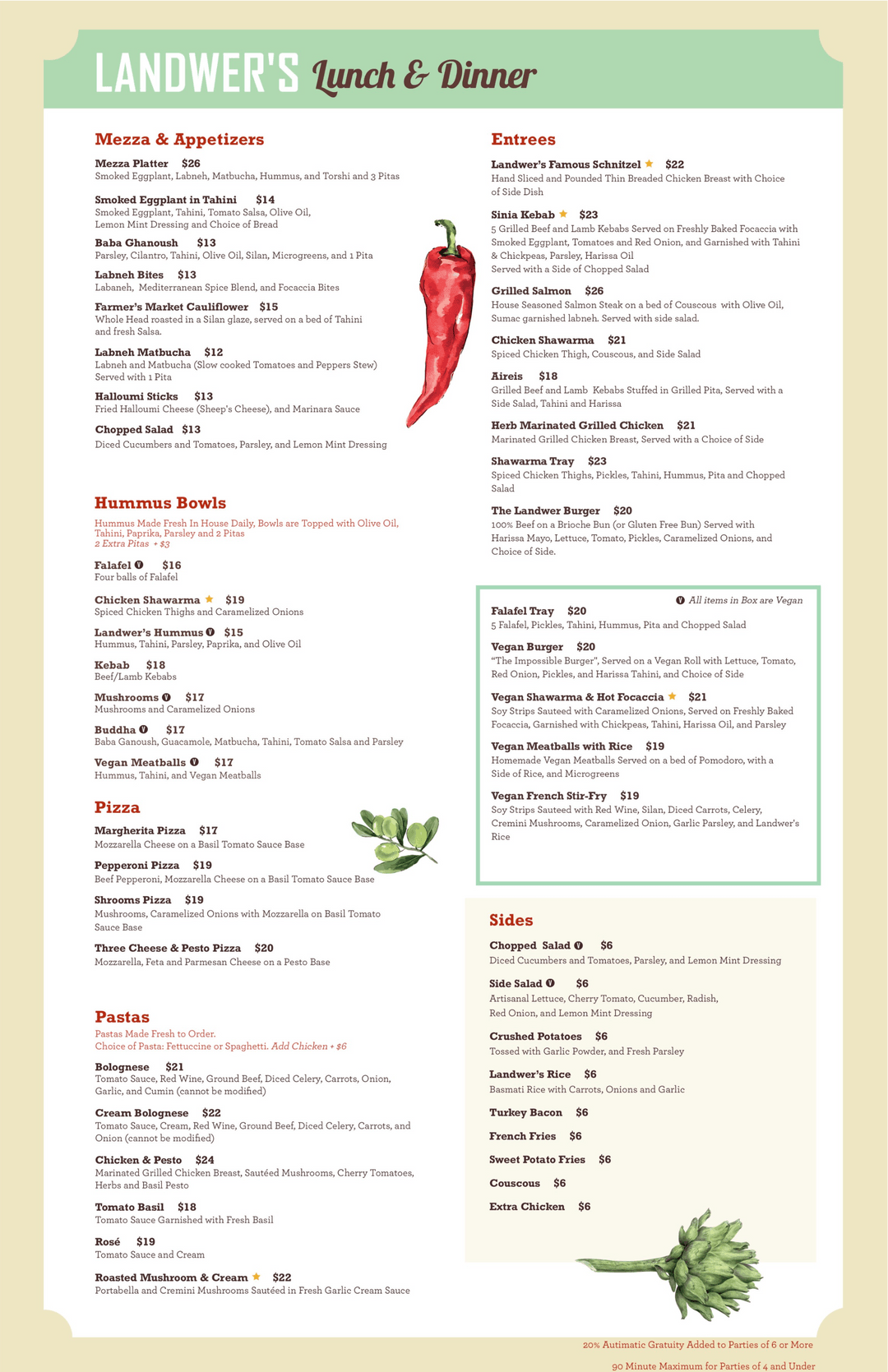 Our Menu | Landwer Cafe