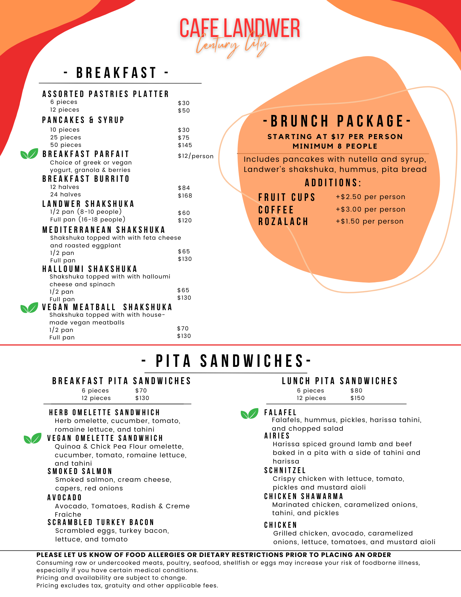 Our Menu | Landwer Cafe