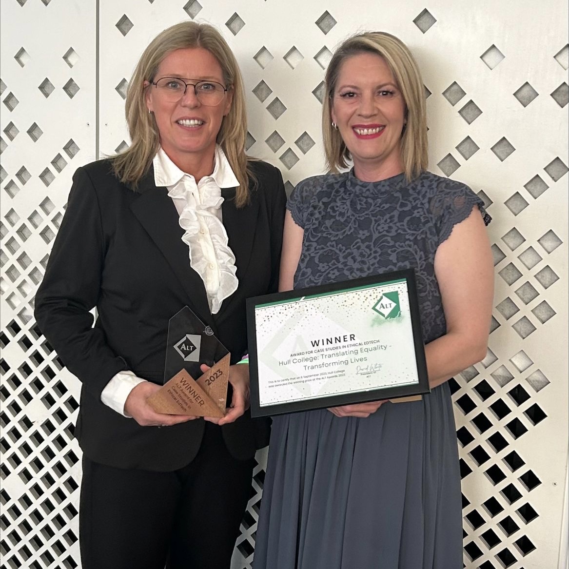 Hull College Wins Prestigious Ethical EdTech Award at 2023 ALT Awards