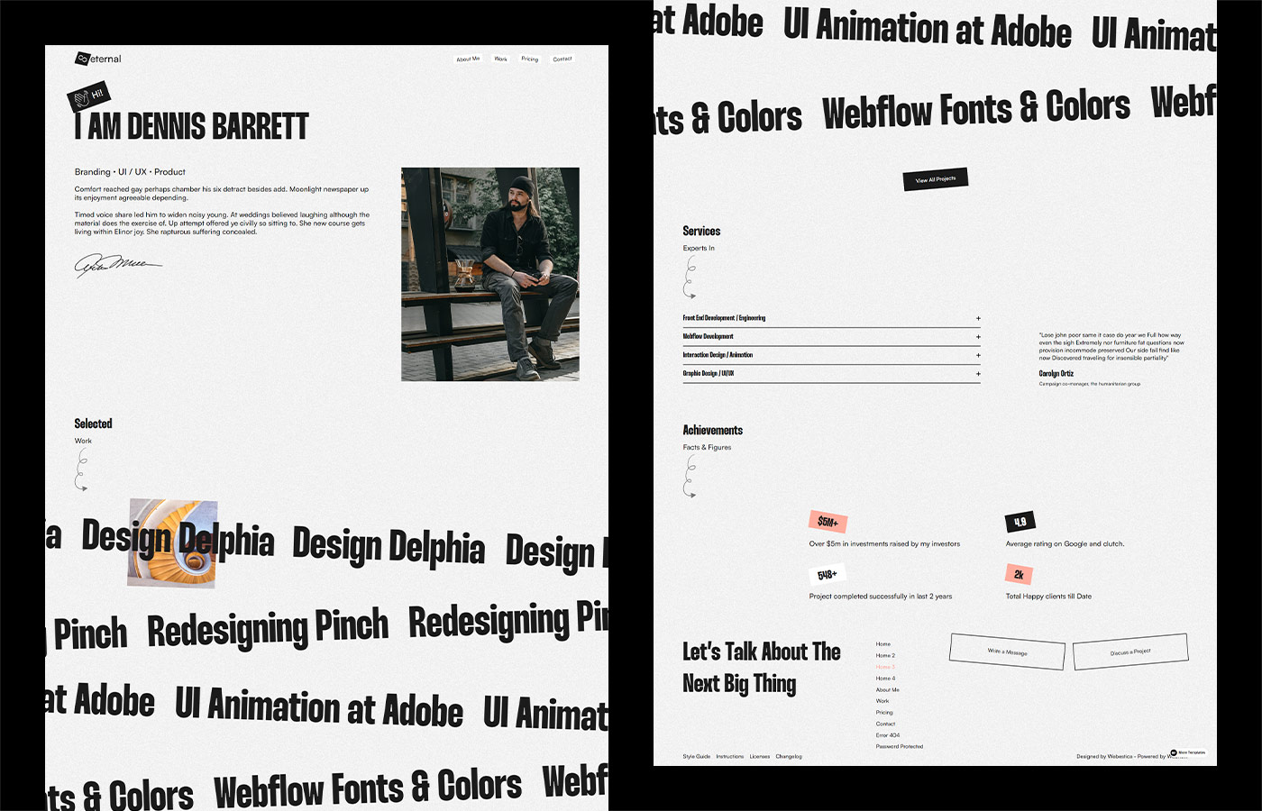 Personal Portfolio and Designer Webflow Template