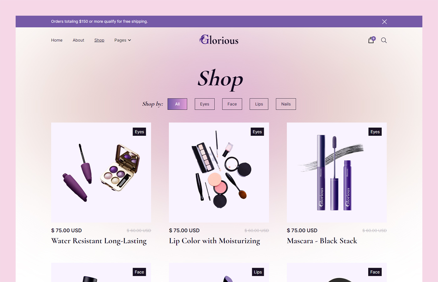 Beauty Store & Cosmetic Products Website Template