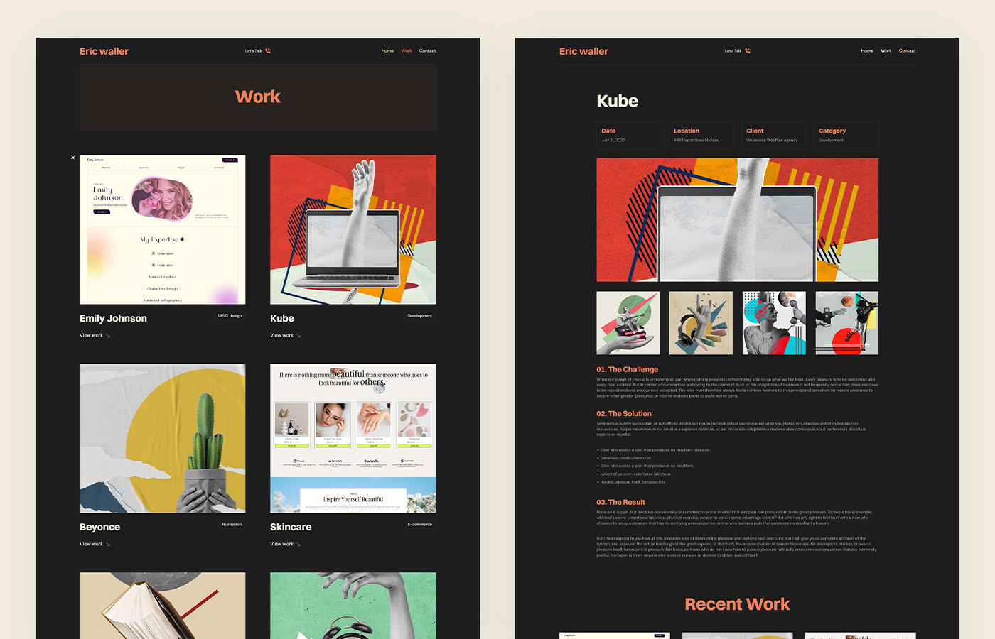 Dark-mode Resume and Personal Portfolio Template