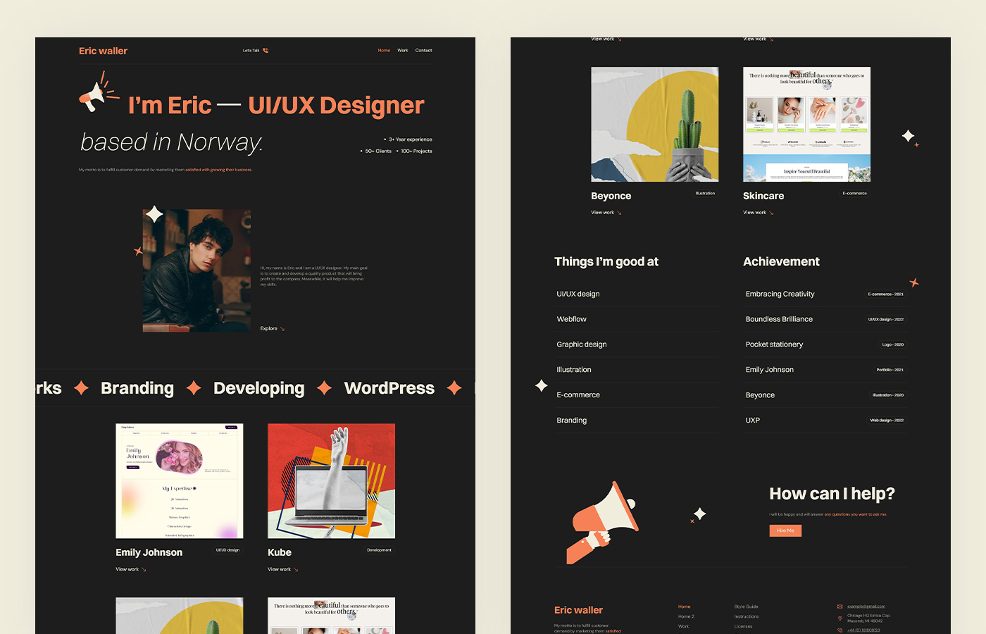 Dark-mode Resume and Personal Portfolio Template