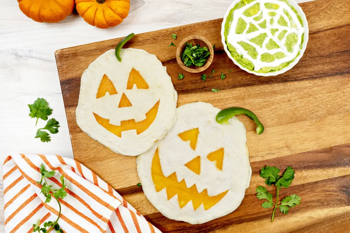 Egglife | jack o’ lantern quesadillas