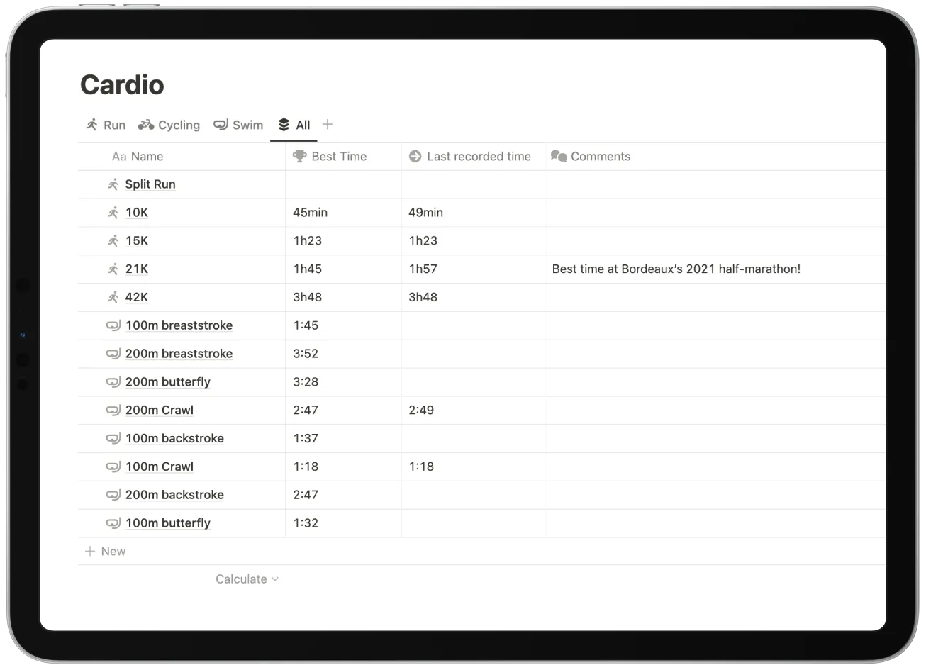 Workout Tracker Notion Template