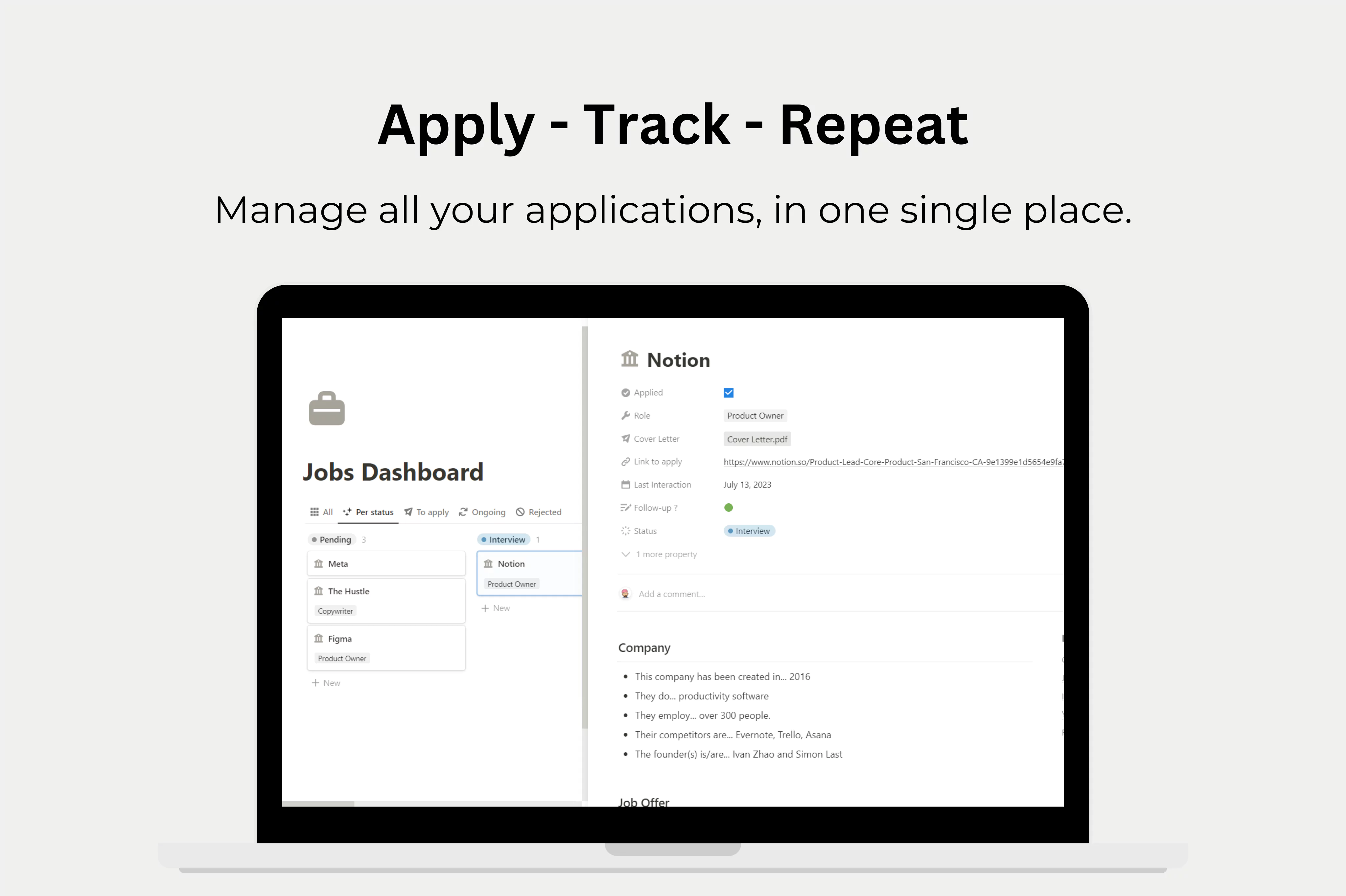 Free Notion Job Application Tracker