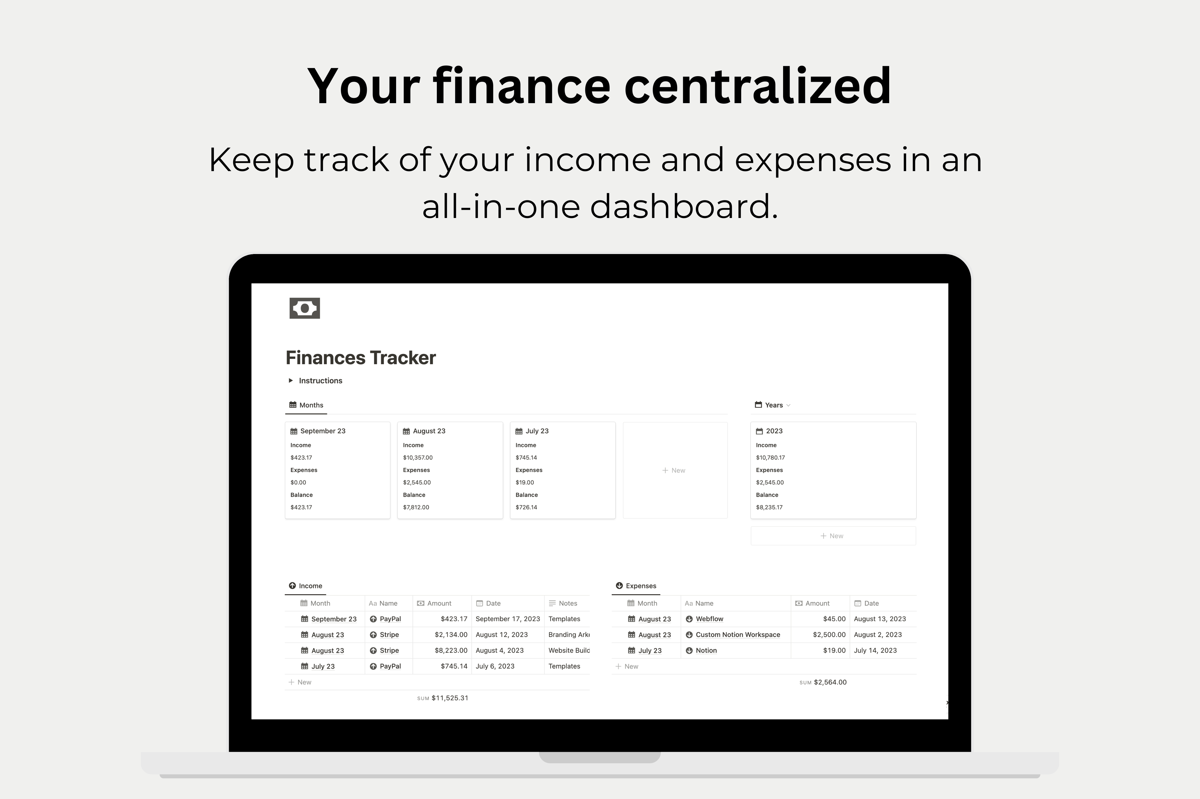 Free Notion Finance Tracker