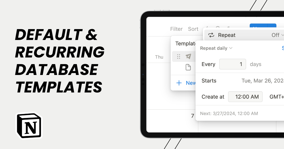 Notion Database Template | Create, Default & Recurring [2024]