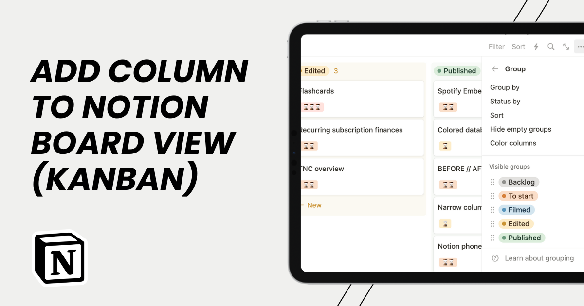 Add Column To Notion Board View (Kanban)