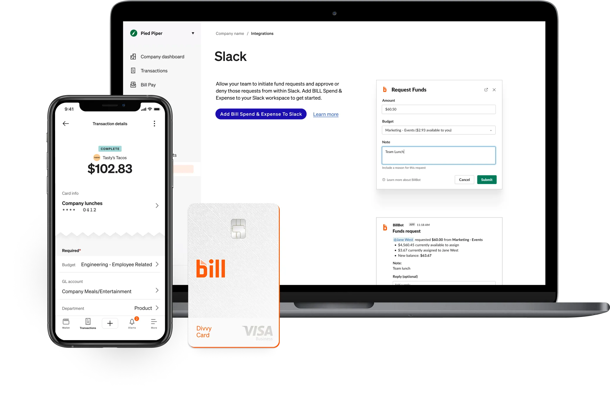 The BILL Slack integration | BILL Spend & Expense