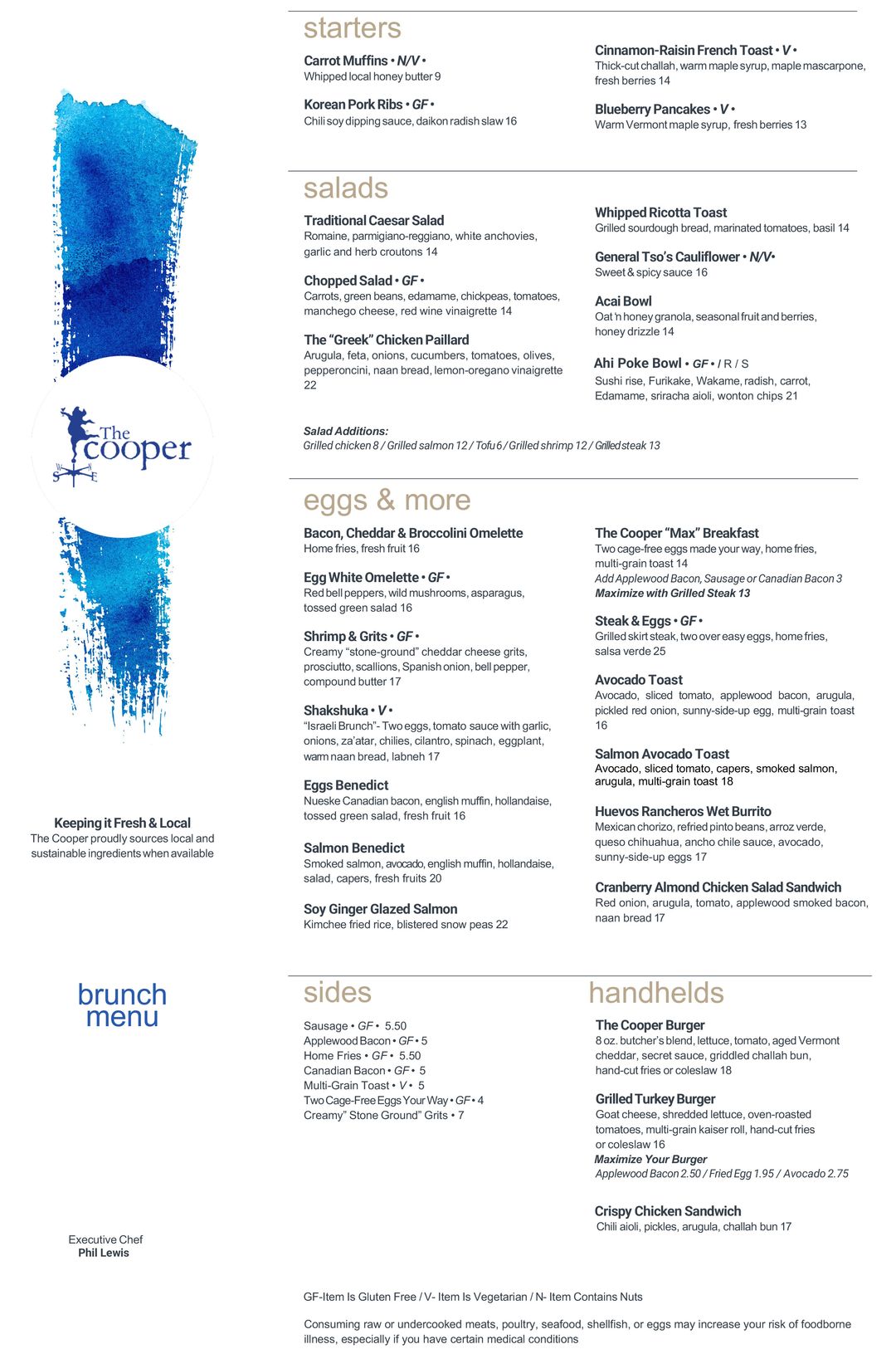 Brunch Menu | The Cooper Restaurant | Palm Beach Gardens, FL