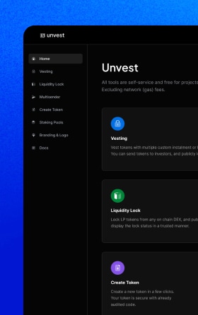 Unvest | Token vesting, liquidity locks, distribution, staking