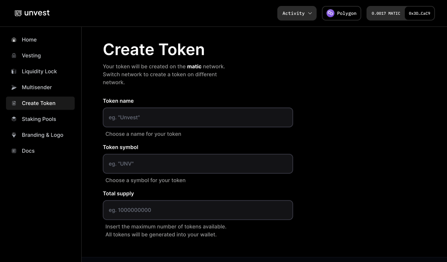 Unvest | Token vesting, liquidity locks, distribution, staking