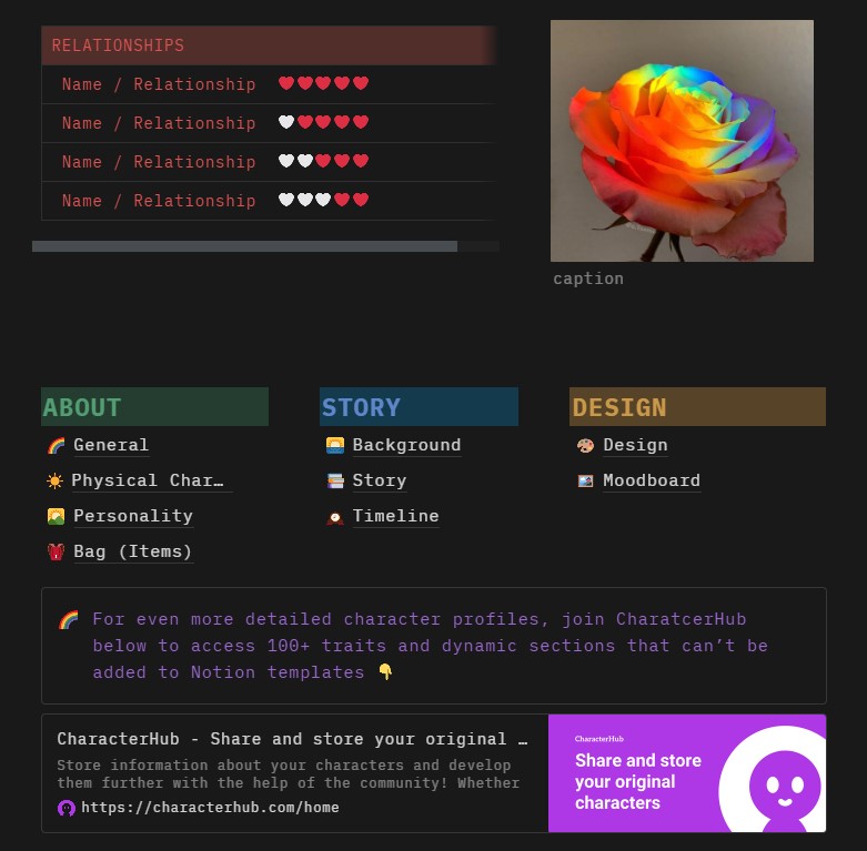 The Ultimate Notion Original Character Template (Template + Traits Included!) | CharacterHub