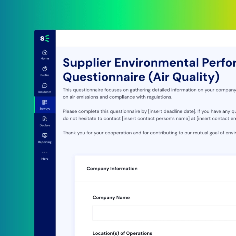 ESG Survey/Disclosure Template: Supplier Onboarding Questionnaire