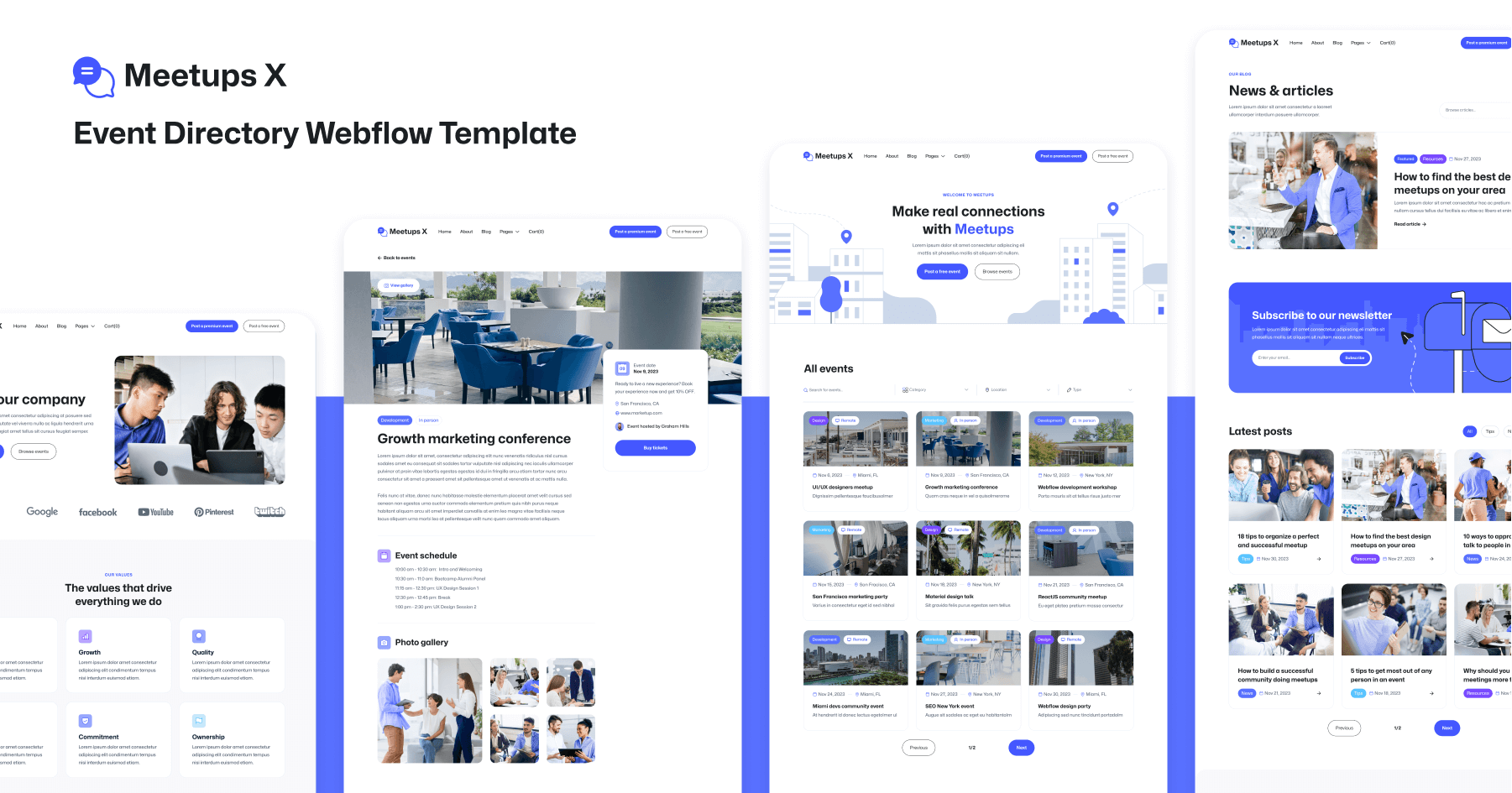 Blog - Meetups X - Webflow Ecommerce website template