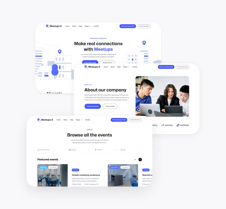 Meetups X - Webflow Ecommerce website template