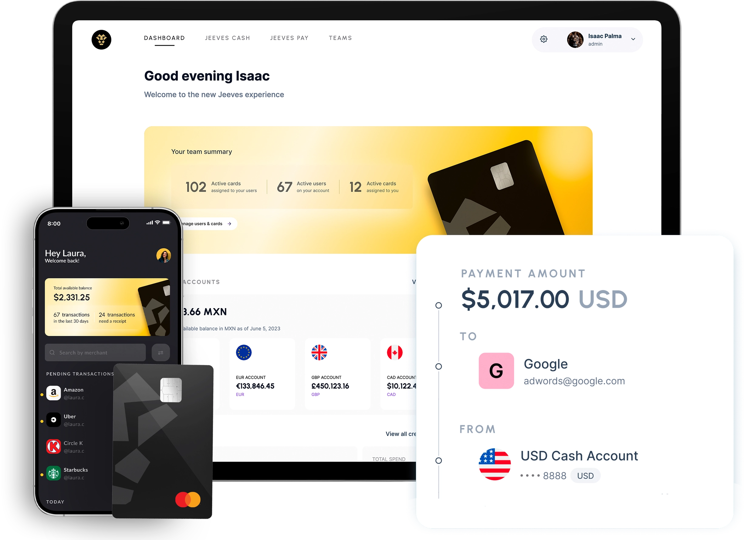 Tarjetas corporativas | Tarjetas de crédito Jeeves para empresas