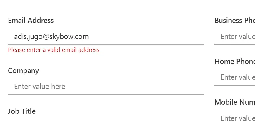 Arbeiten mit Feldern in skybow Modern Forms