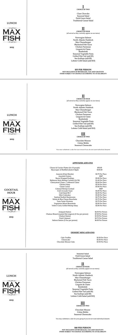Private Dining | Menu & Reservations | Max Fish