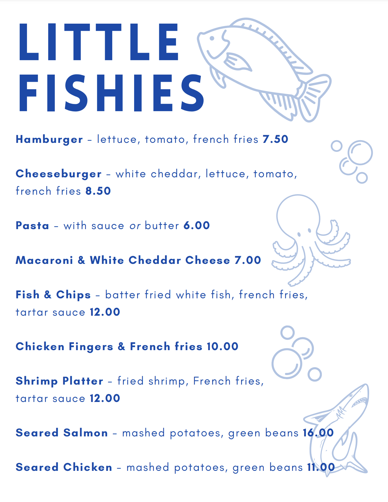 Kid's Menu | Max Fish | Glastonbury, CT