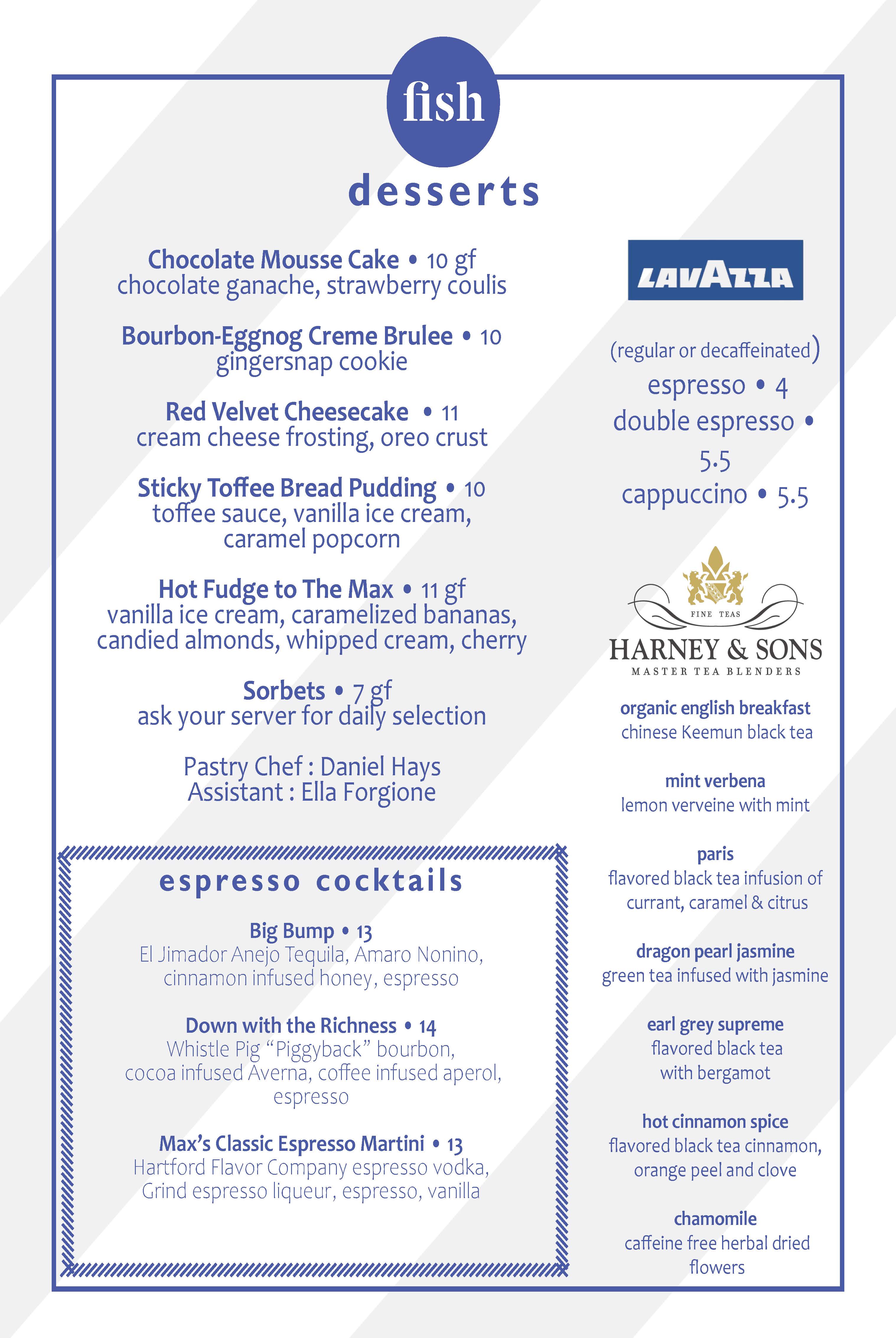 Dessert Menu | Max Fish | Max Hospitality