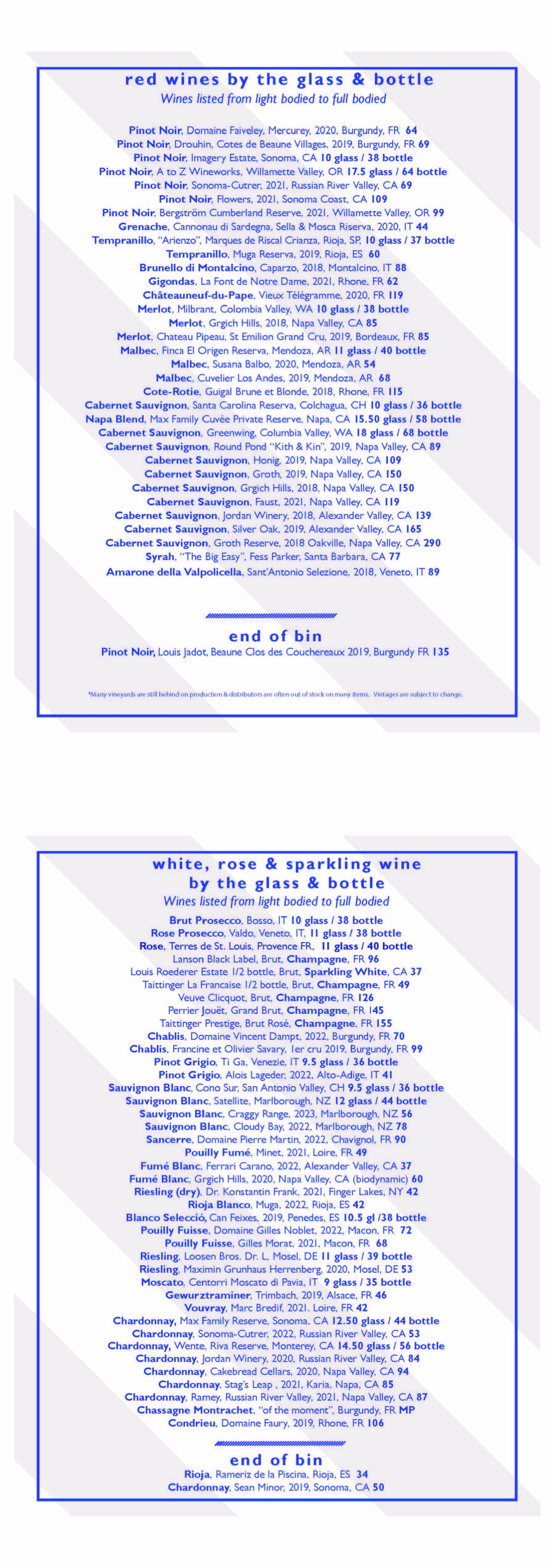 Beverage Menus | Max Fish | Max Hospitality