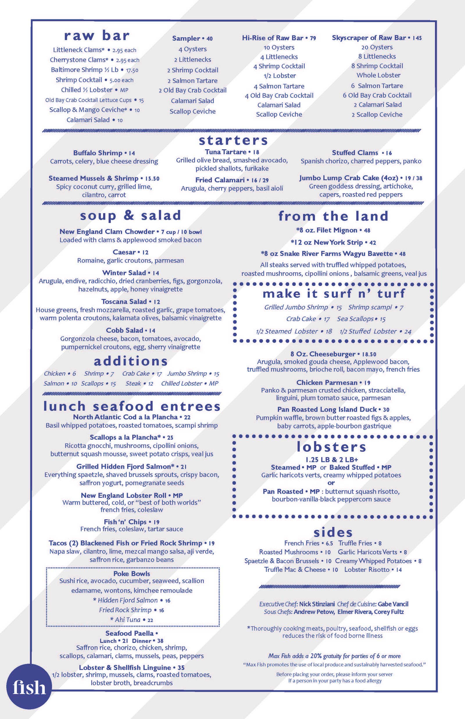 Lunch Menu | Max Fish | Glastonbury, CT