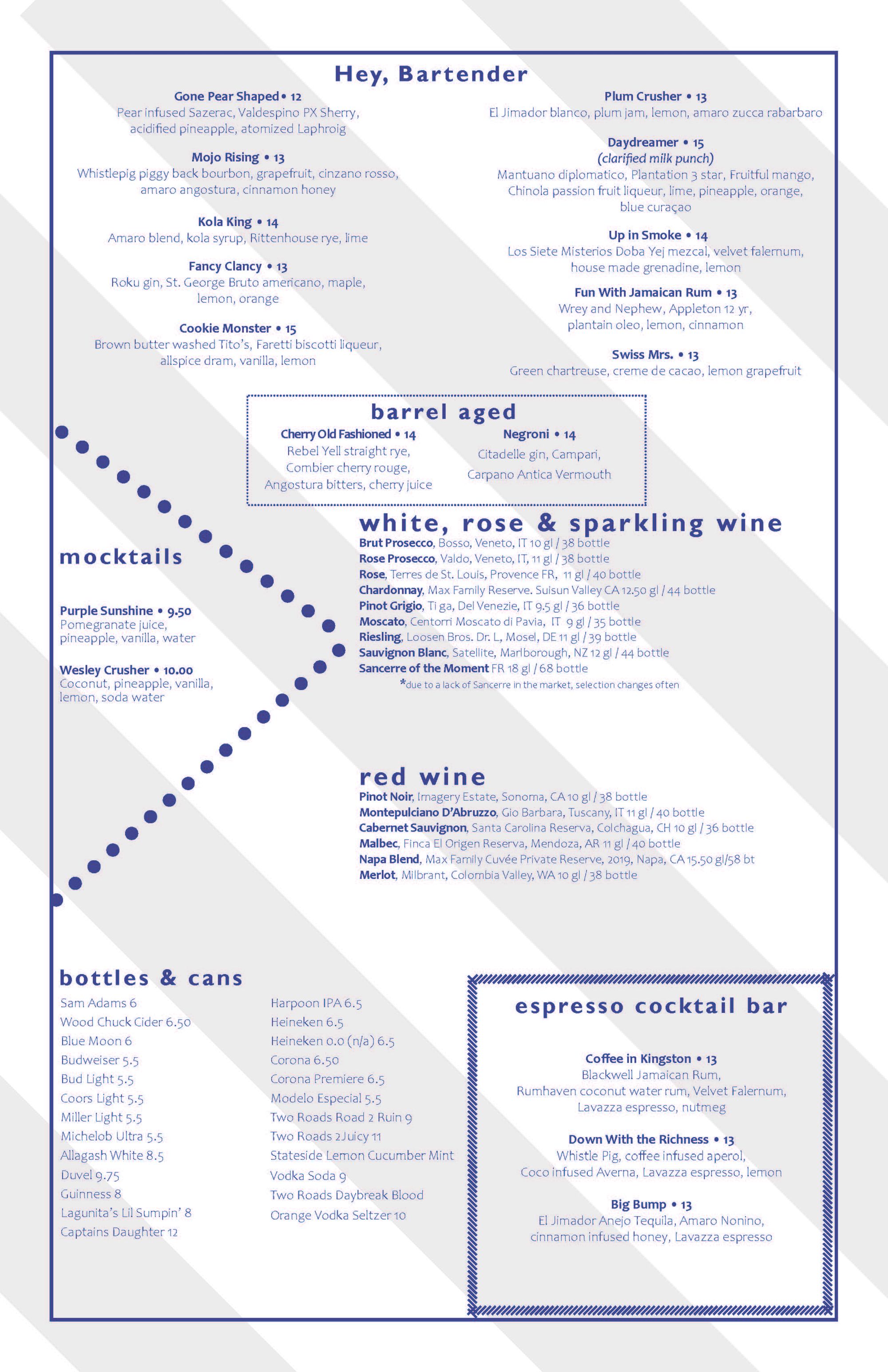 Beverage Menus | Max Fish | Max Hospitality