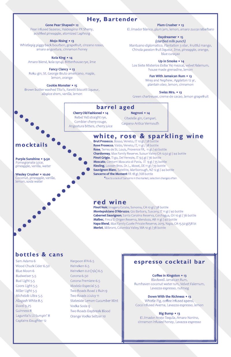 Beverage Menus | Max Fish | Max Hospitality