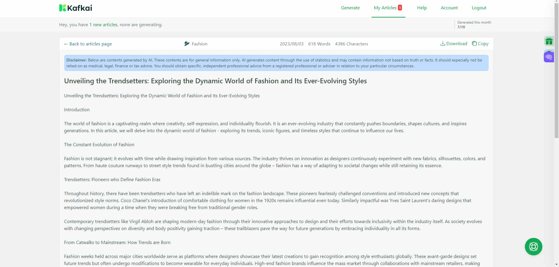 Kafkai Review - Unique and Readable AI Content Generator – Originality.AI