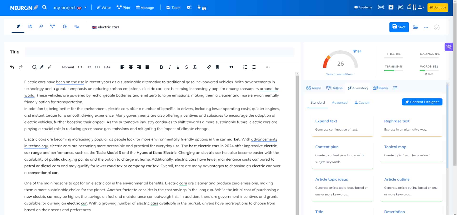NeuronWriter AI Review - Optimize Your Website Content – Originality.AI