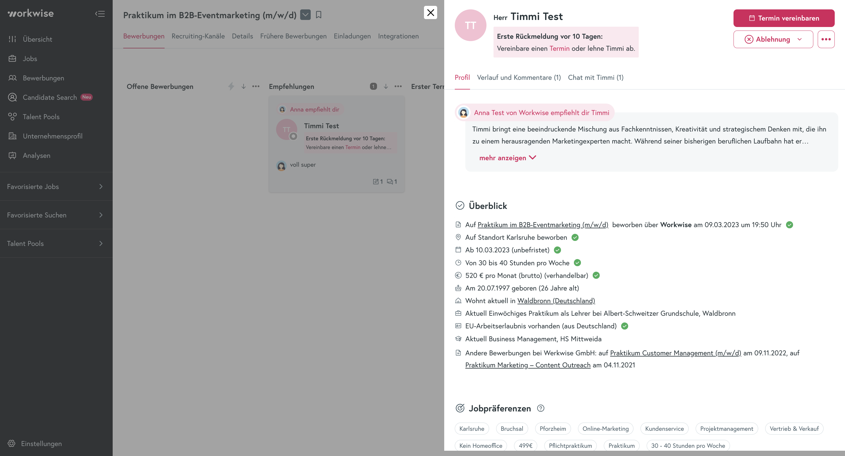 Neue Features und Verbesserung auf Workwise