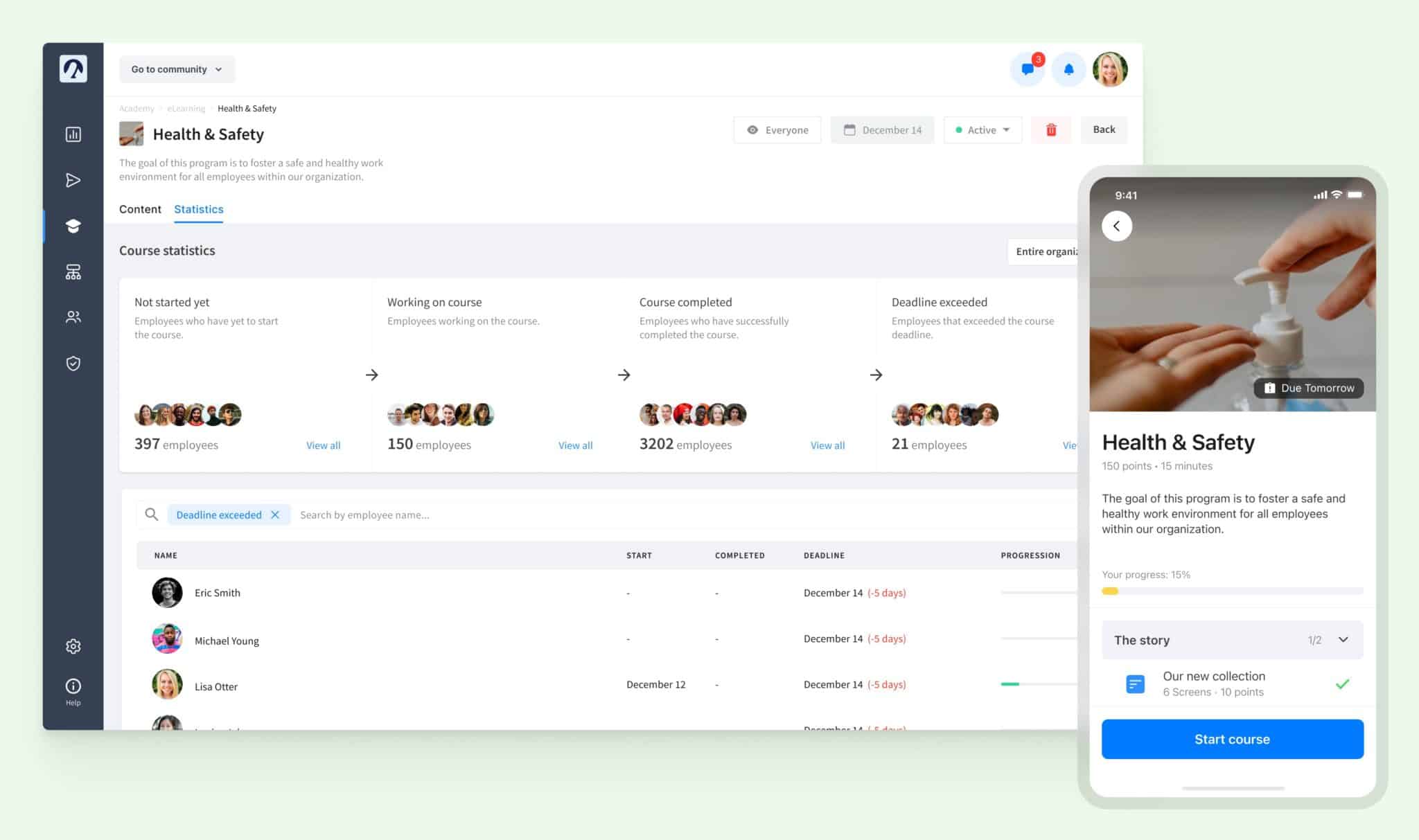 E-learning App for Deskless Employees | Oneteam
