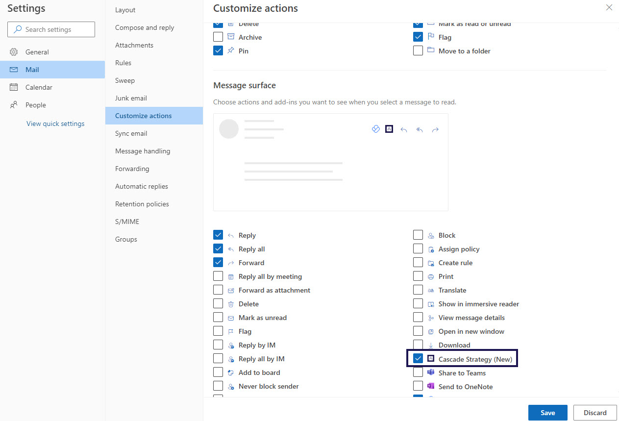 Integrate Cascade and Outlook