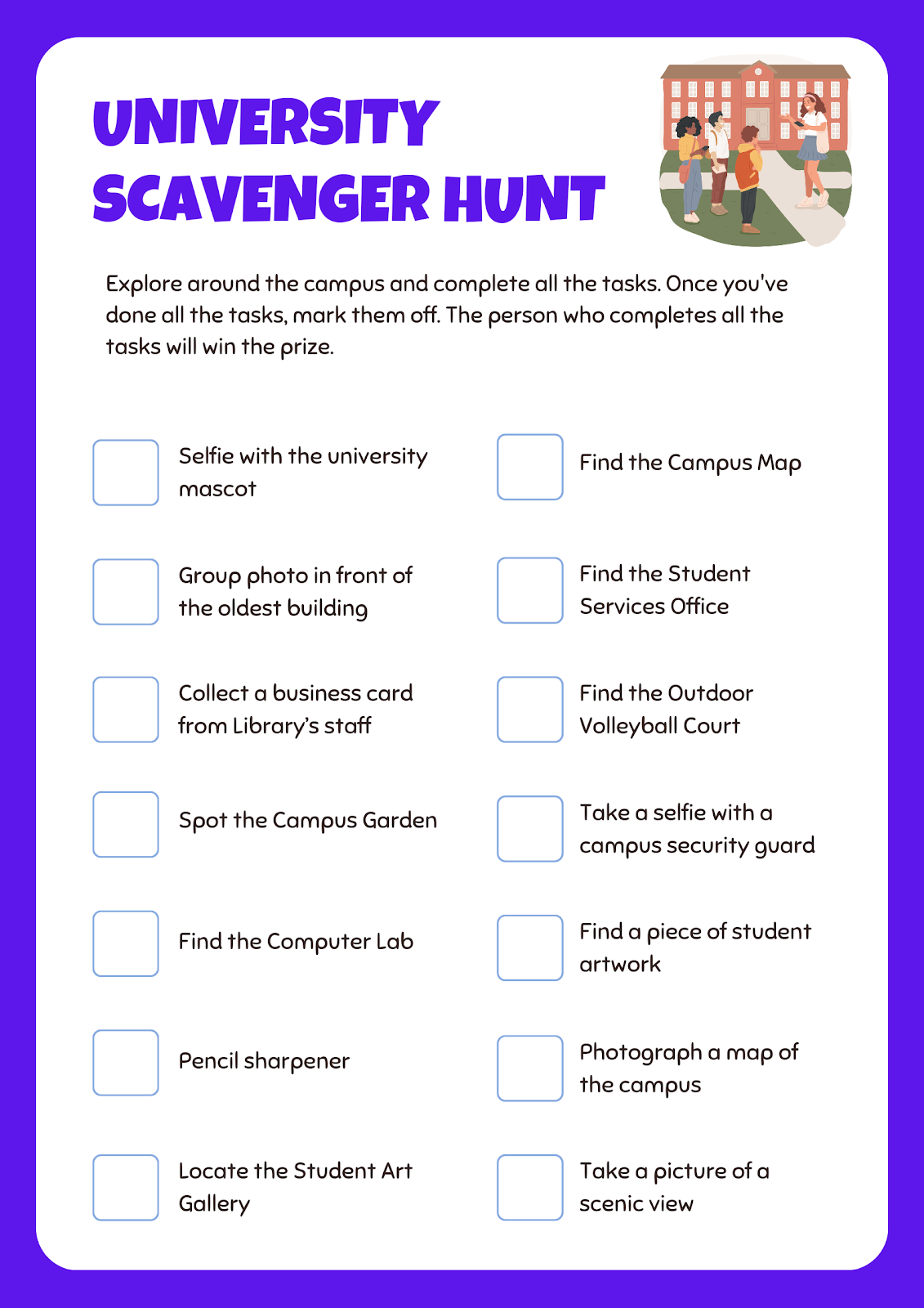 2024’s Ultimate Guide to Campus Scavenger Hunt for College Event With Printable Scavenger Hunt ...