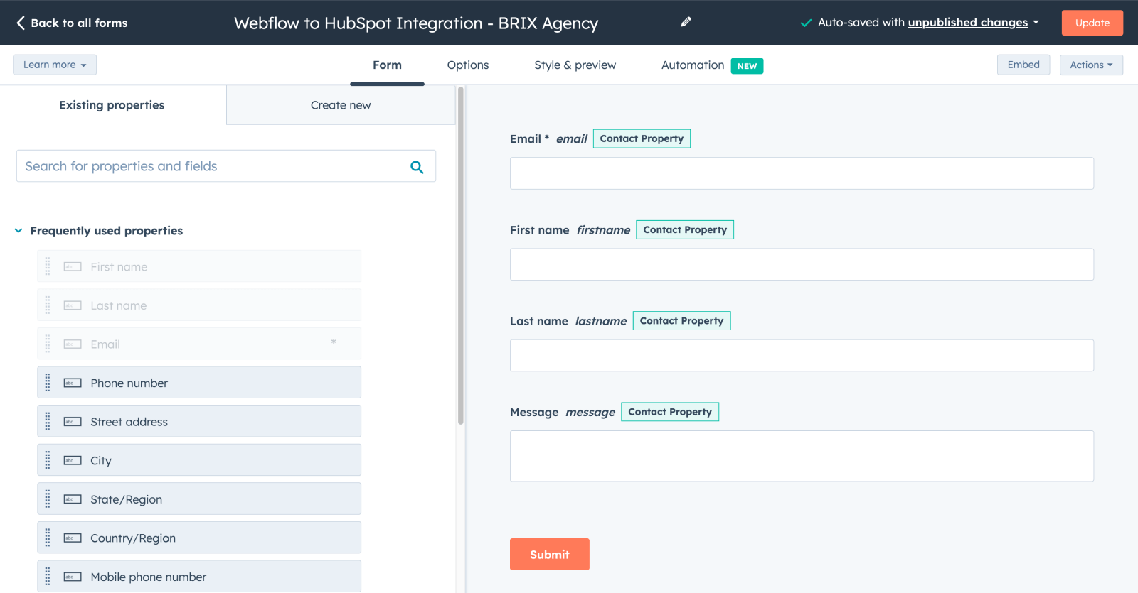 How to connect your Webflow forms to HubSpot | BRIX Agency
