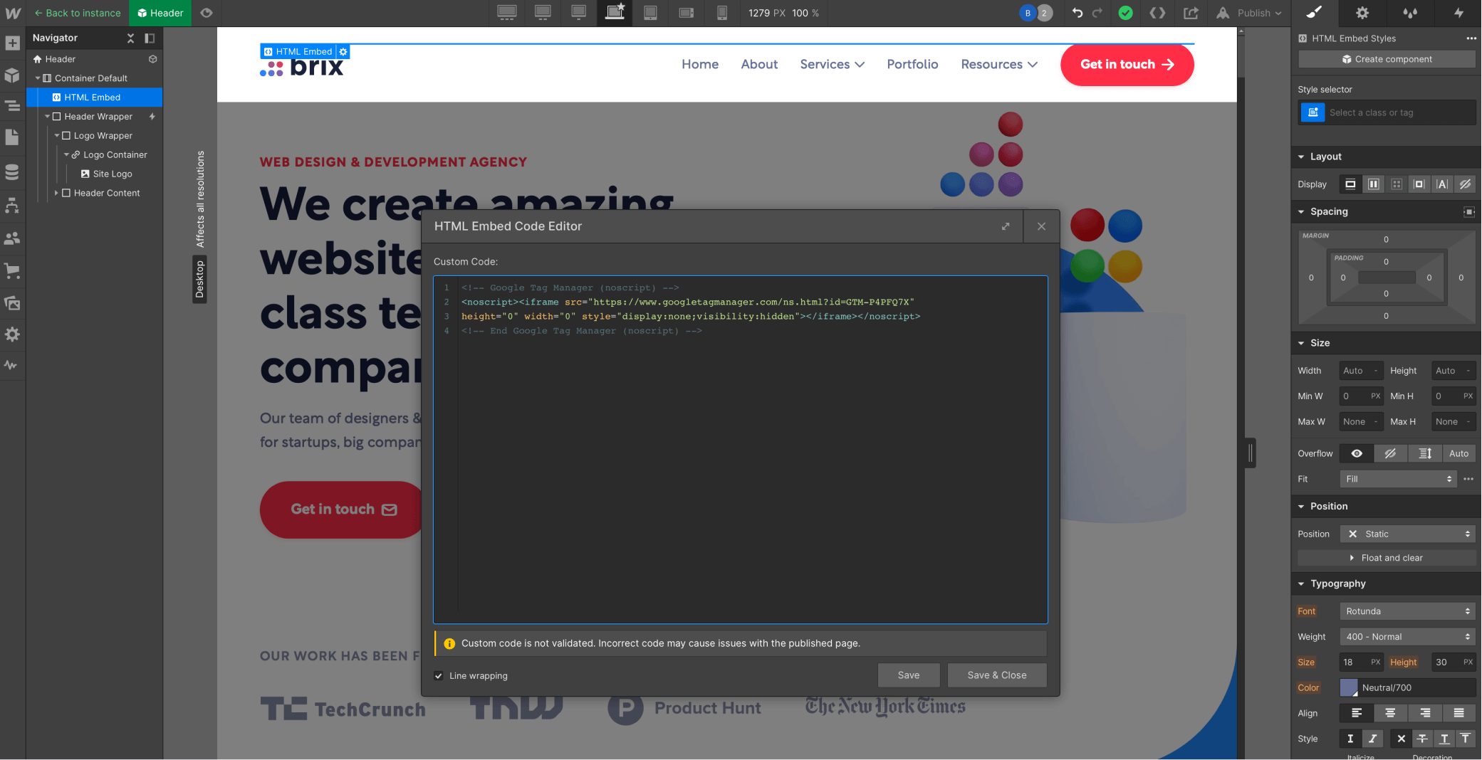 How to setup Google Analytics and Google Tag Manager in Webflow | BRIX Agency