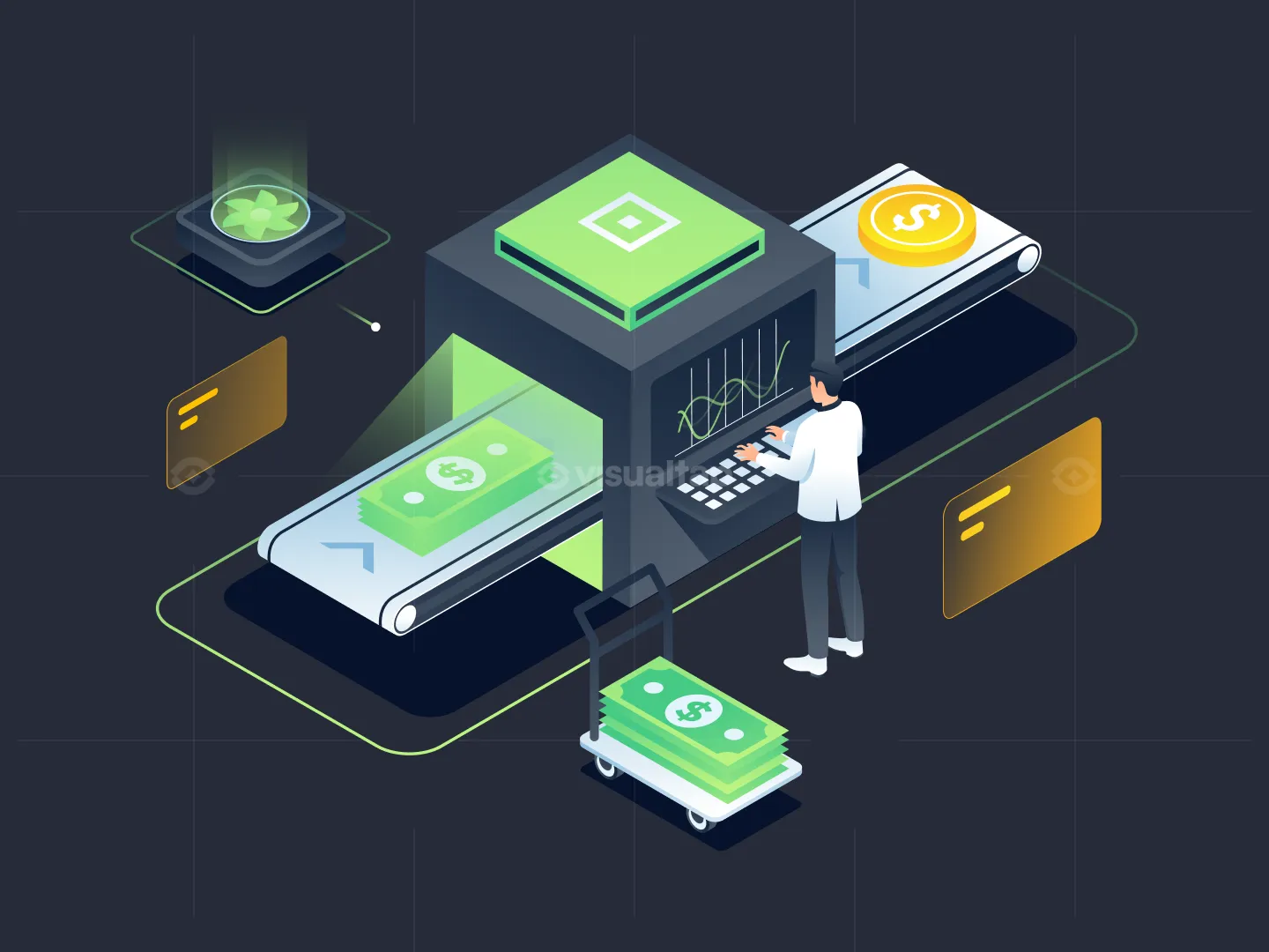 Money Maker Isometric Illustrations - VisualTap